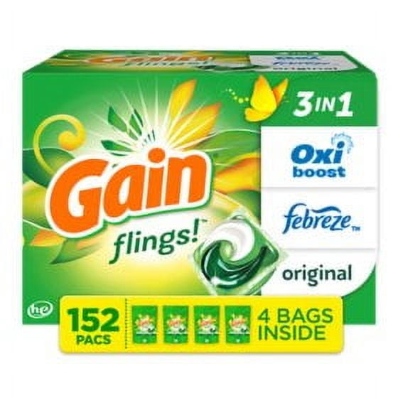 Gain Flings! Laundry Detergent Pacs, Original Scent, 152 count.pack of ...