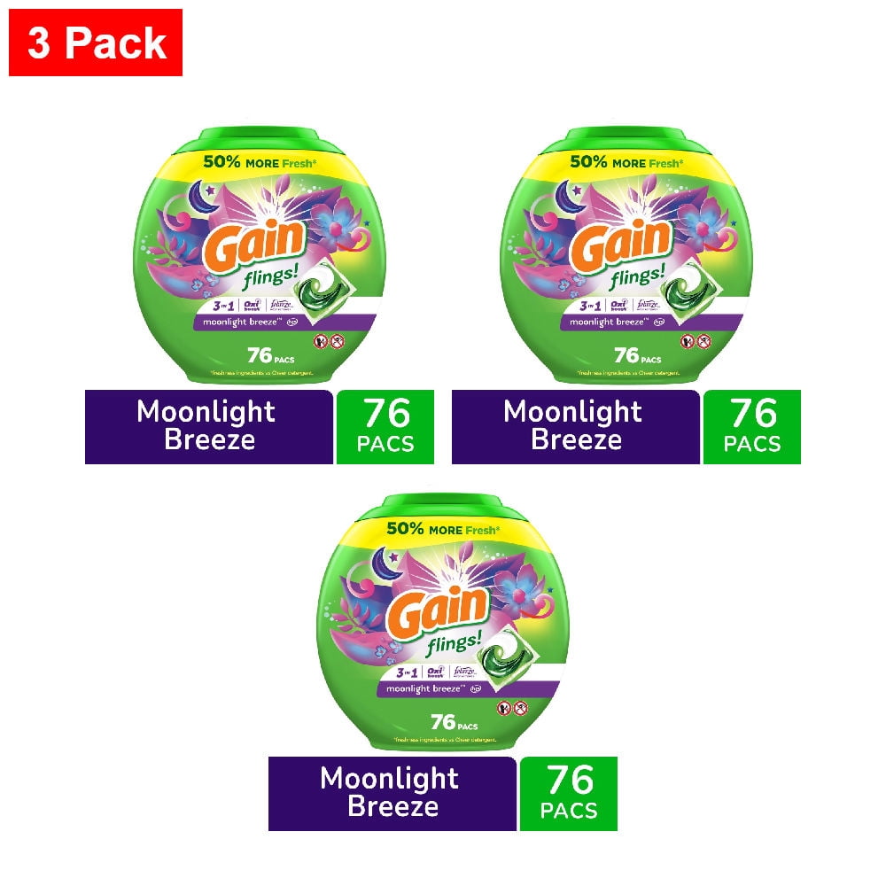 Gain Flings Moonlight Breeze Laundry Detergent Pods 76 ct - 3 Pack ...
