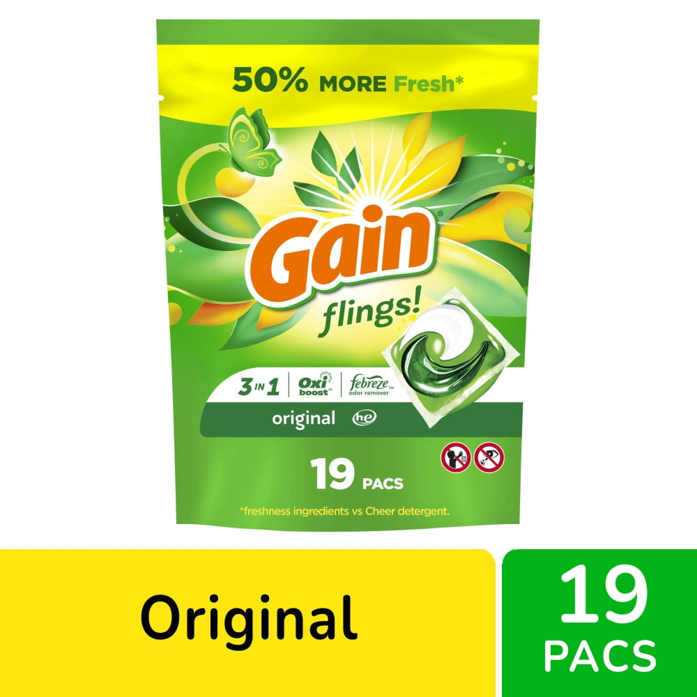Gain Flings Original Scent Laundry Detergent Pods - 19 ct - Walmart.com