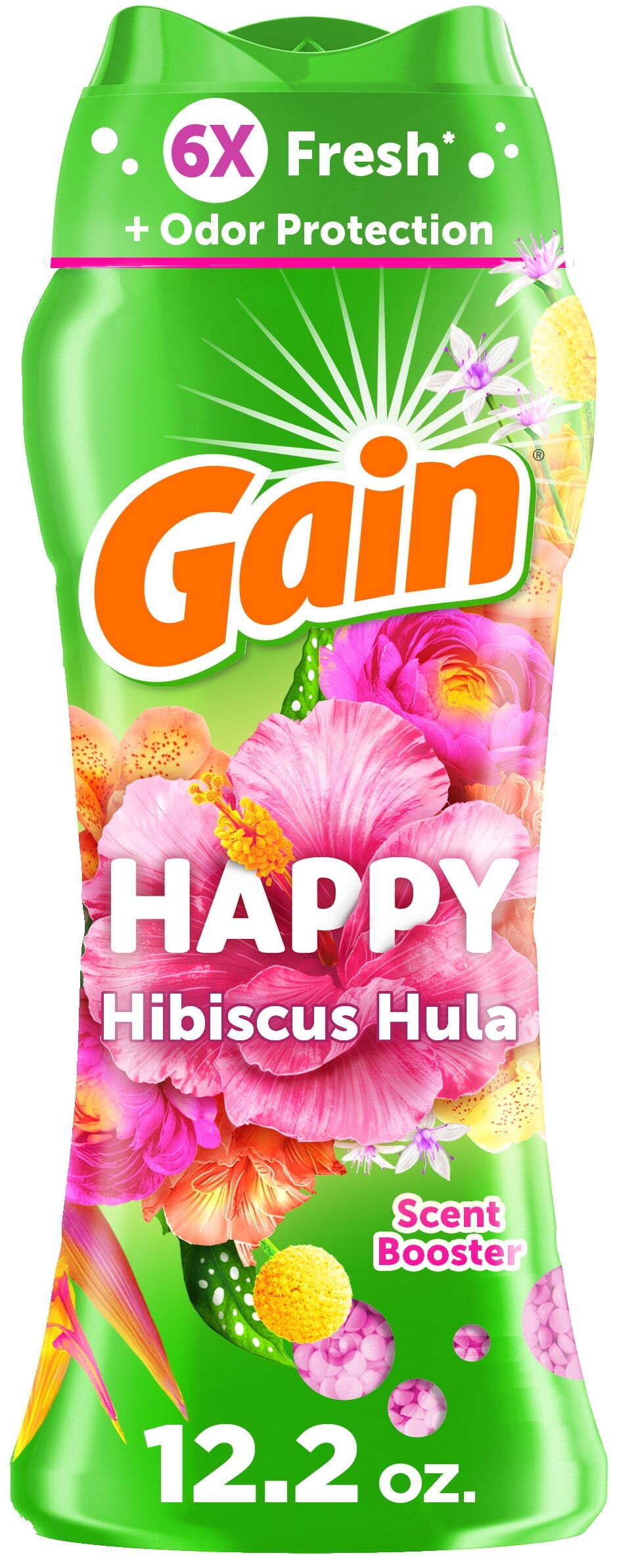 Gain In-Wash Laundry Scent Booster Beads, Happy, Hibiscus Hula, 12.2 oz ...