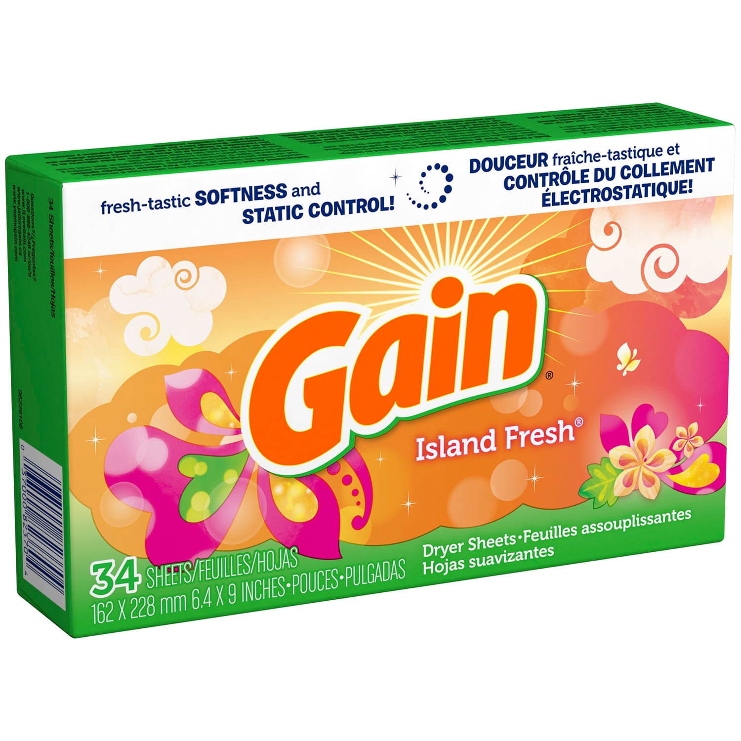 Gain Island Fresh Laundry Dry Clean Sheets, 34 Use - Walmart.com