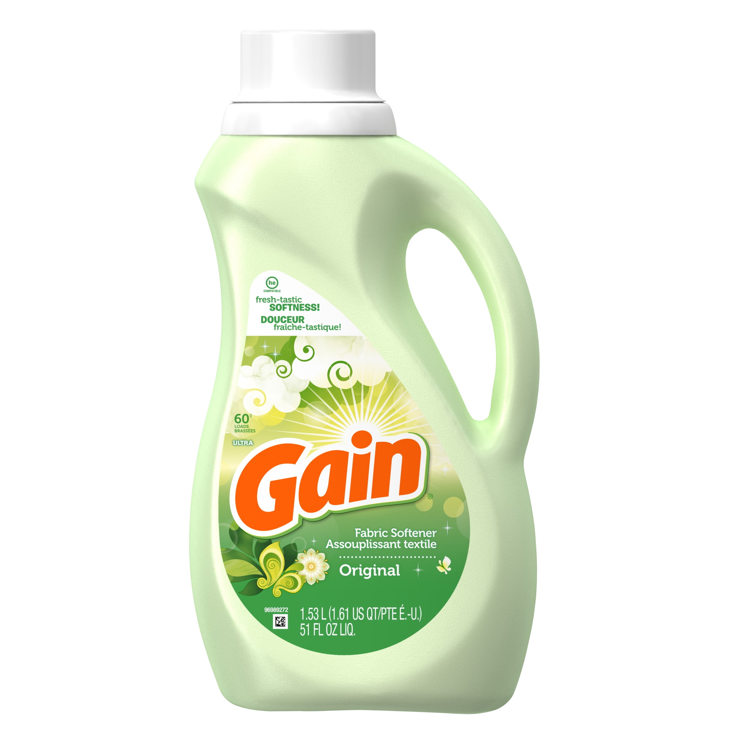 Gain Laundry Softener, Fresh Original Scent, for 60 Loads, 51oz Bottle ...