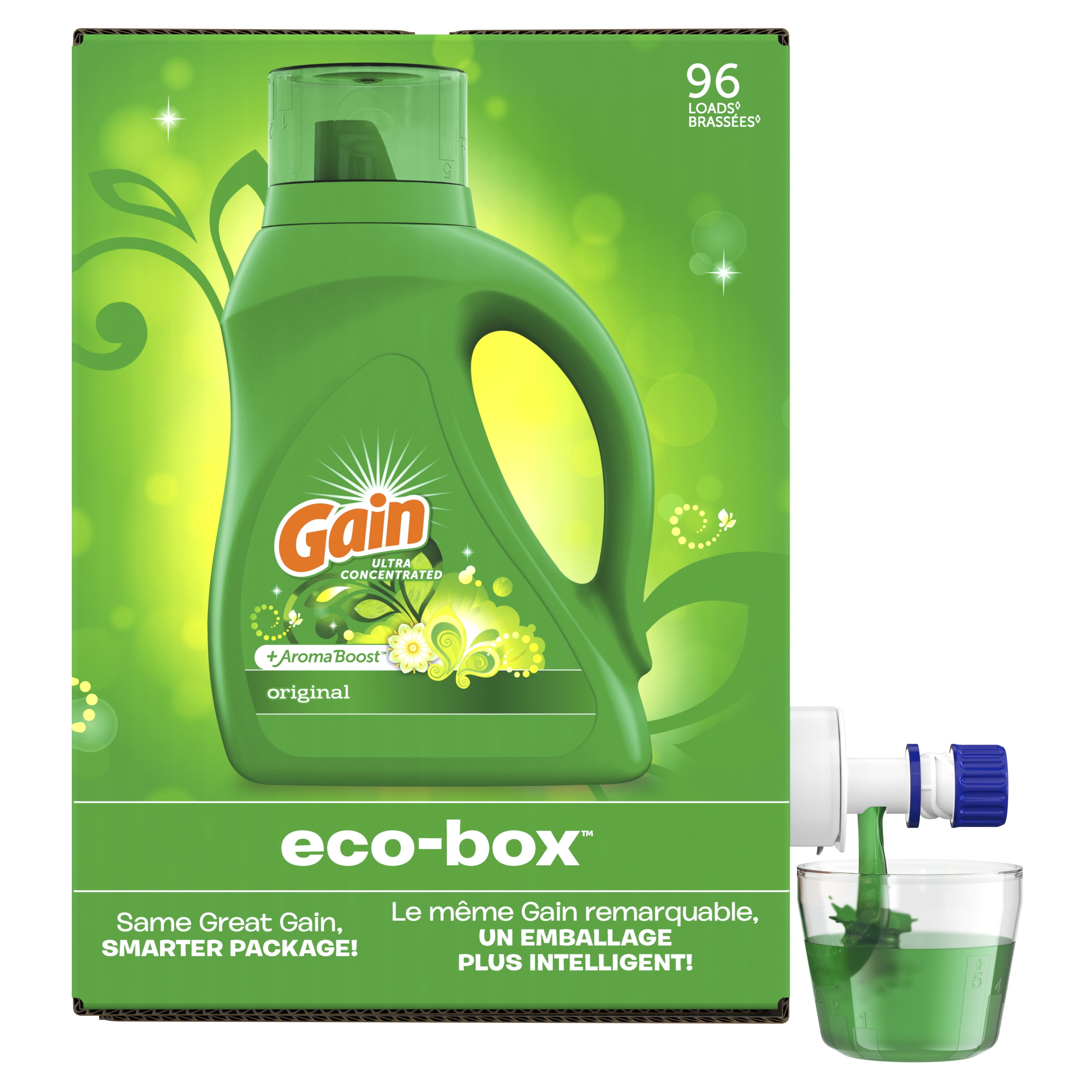 Gain Liquid Laundry Detergent Eco-Box, Original Scent, 105 fl oz 96 ...