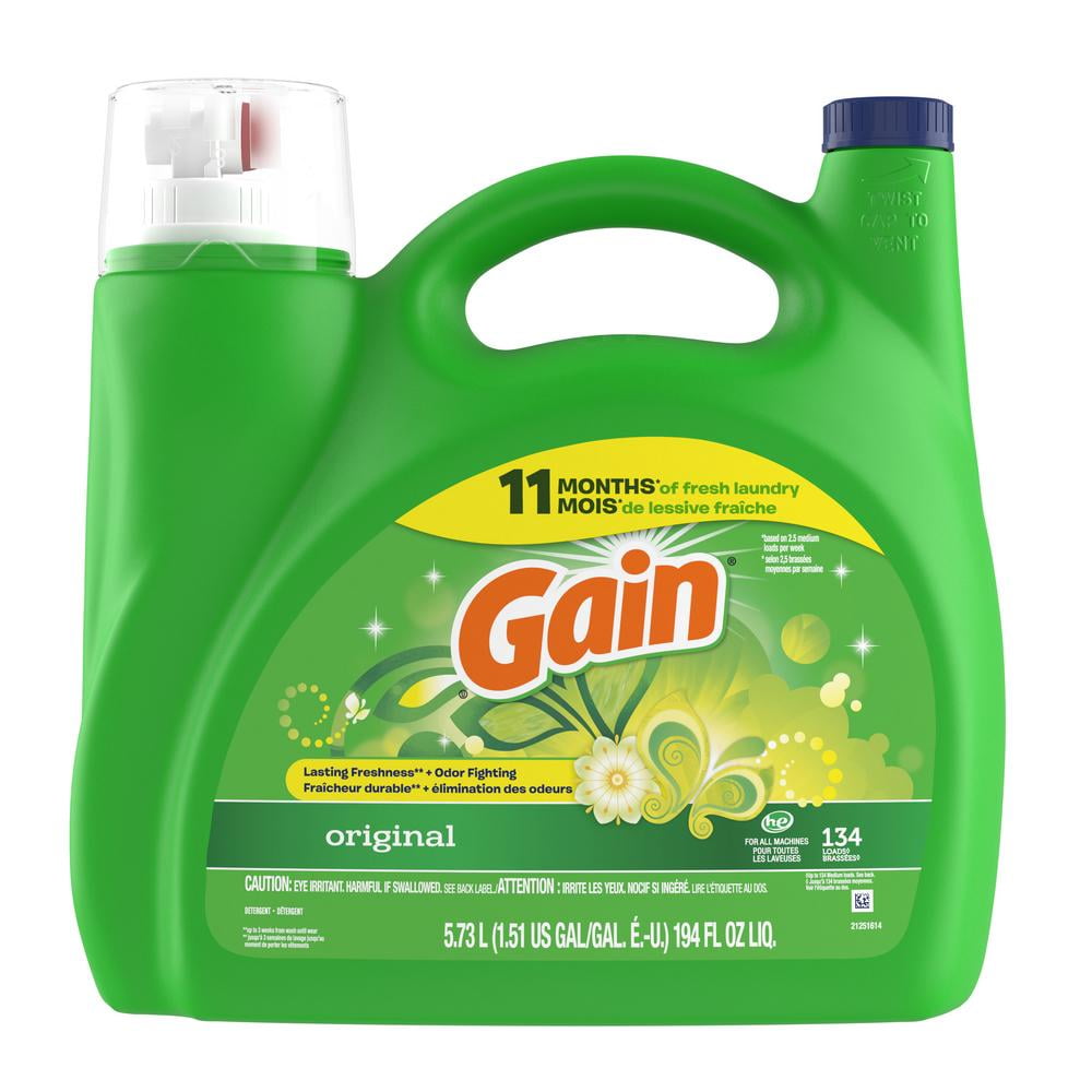 Gain Liquid Laundry Detergent HE, 134 Loads - Original - 194 oz- Pack of 2 - Walmart.com