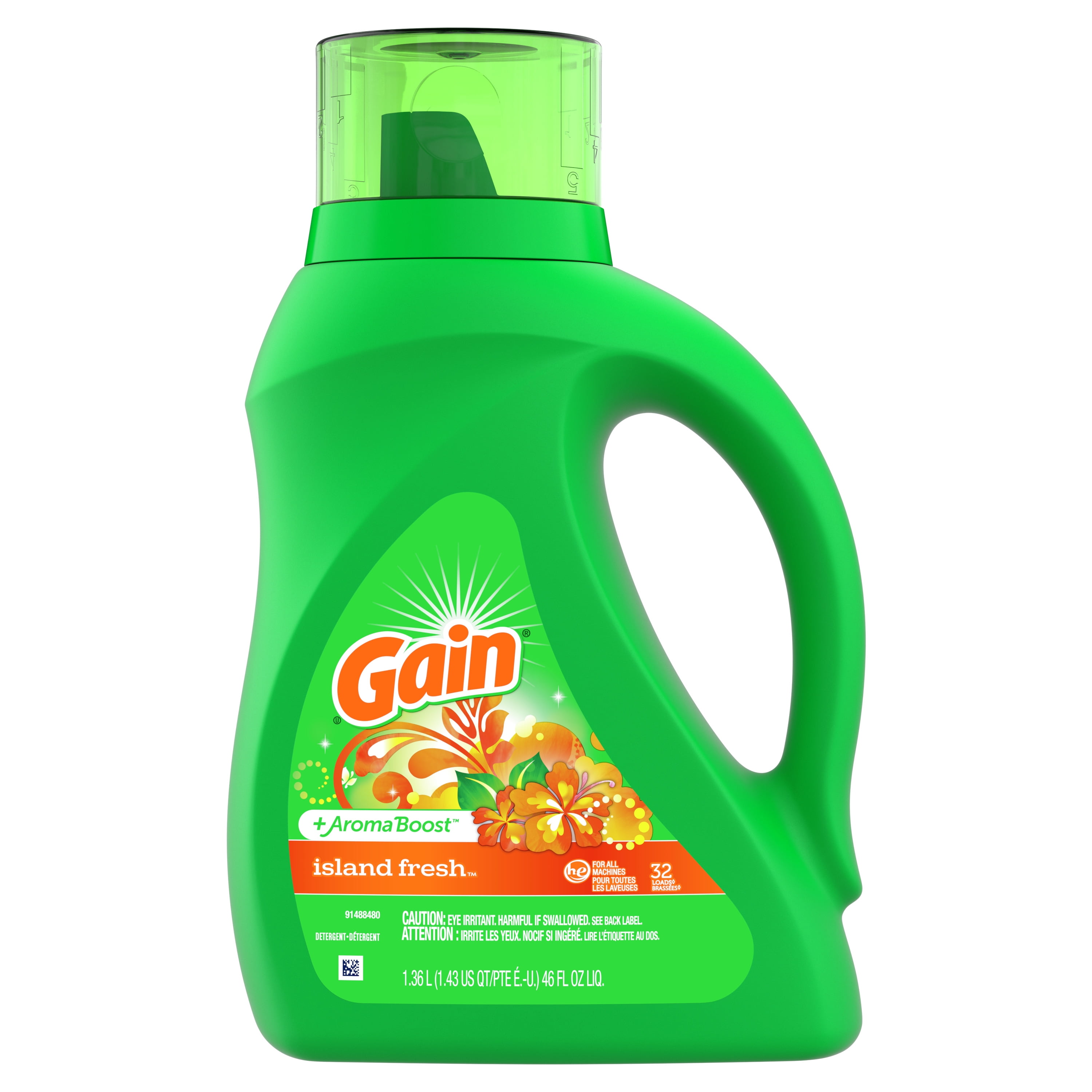 Gain Liquid Laundry Detergent, Island Fresh, 32 Loads, 46 fl oz ...