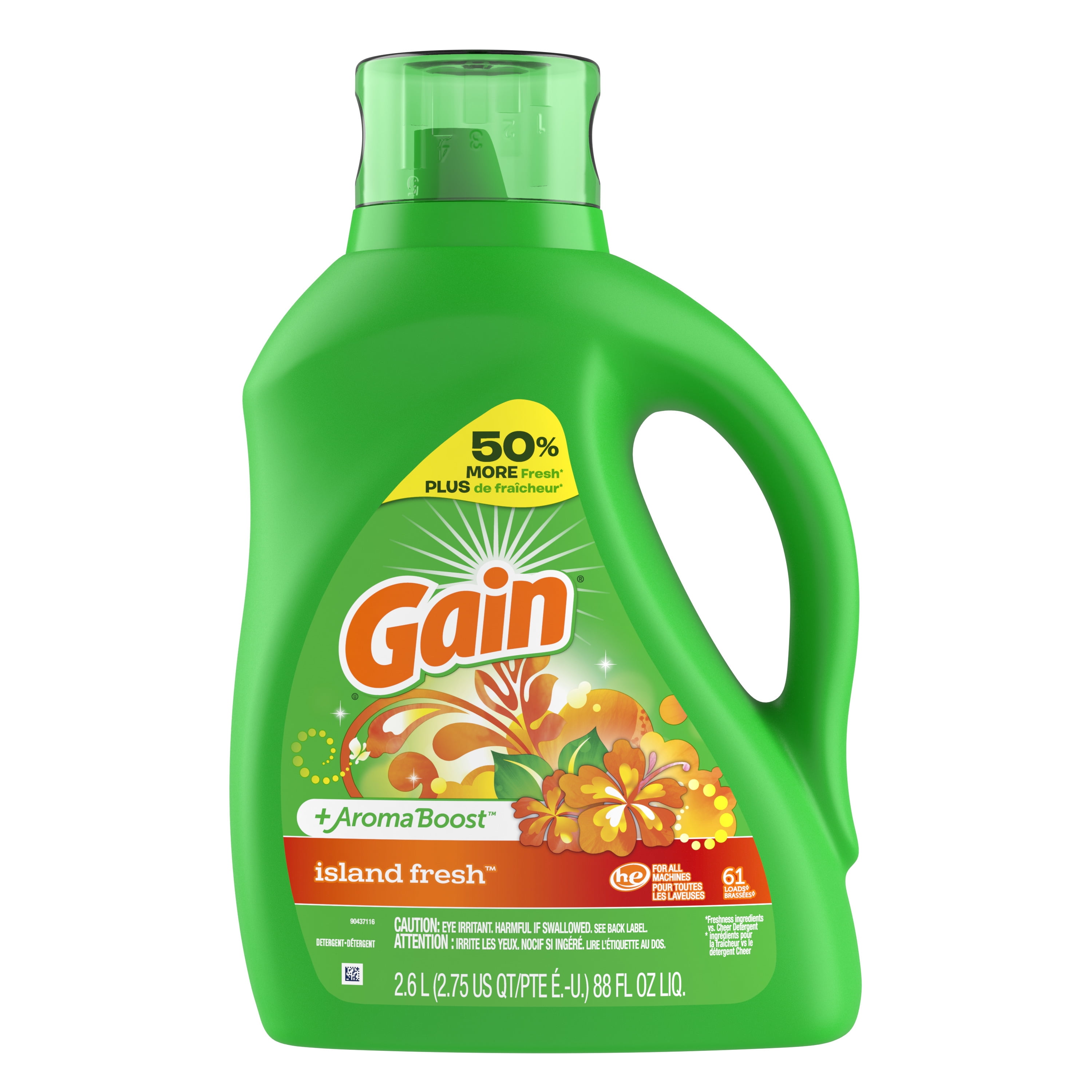 Gain Liquid Laundry Detergent, Island Fresh Scent, 61 Loads, 88 fl oz ...
