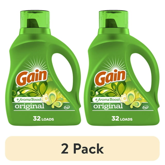 (2 pack) Gain Liquid Laundry Detergent, Original Scent, 46 fl oz, 32 ...
