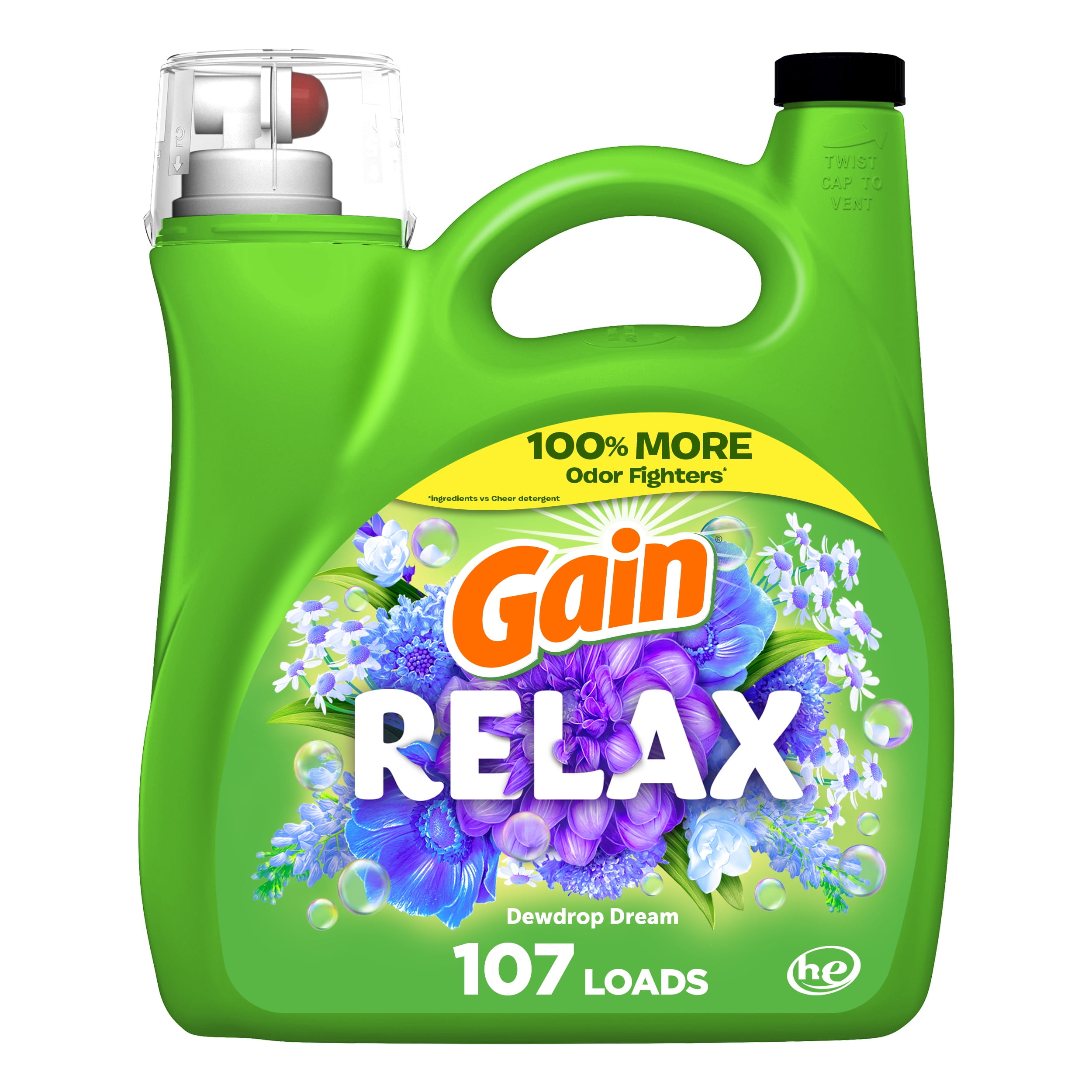 Gain Liquid Laundry Detergent, Relax, 154 fl oz, 107 Loads, HE ...