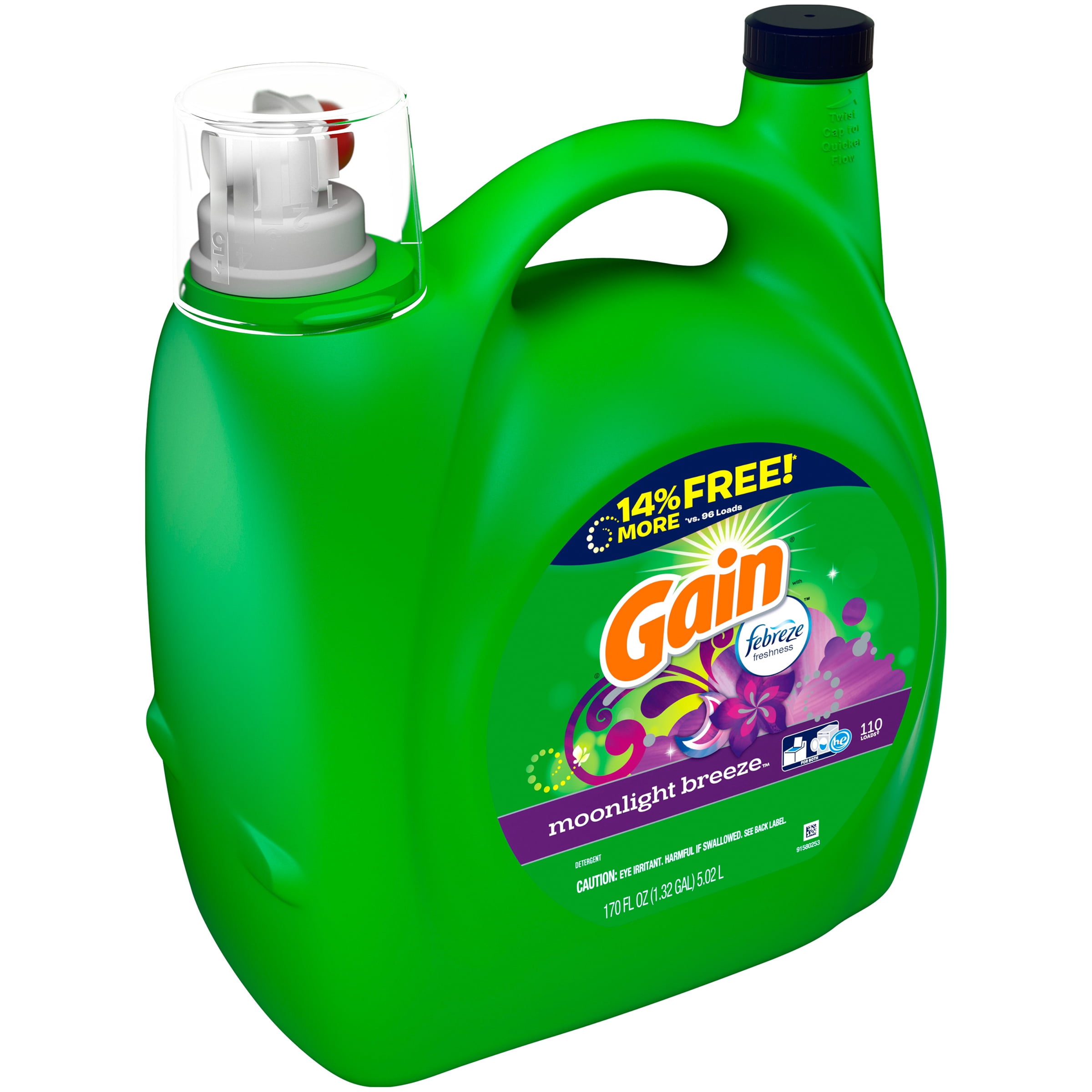 Gain Moonlight Breeze 110 Loads Liquid Laundry Detergent, 170 Fl. Oz ...