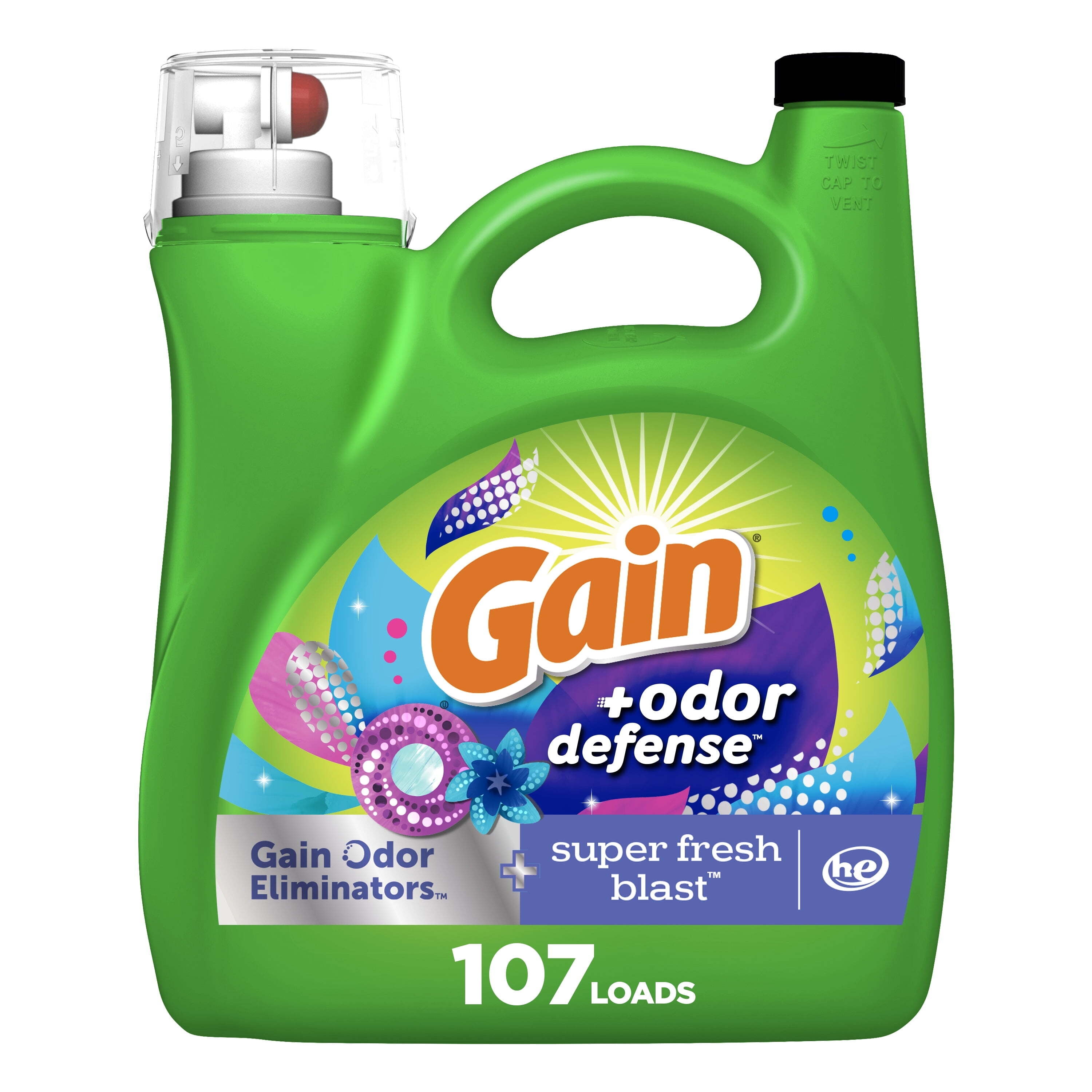 Gain + Odor Defense Liquid Laundry Detergent, Super Fresh Blast Scent ...