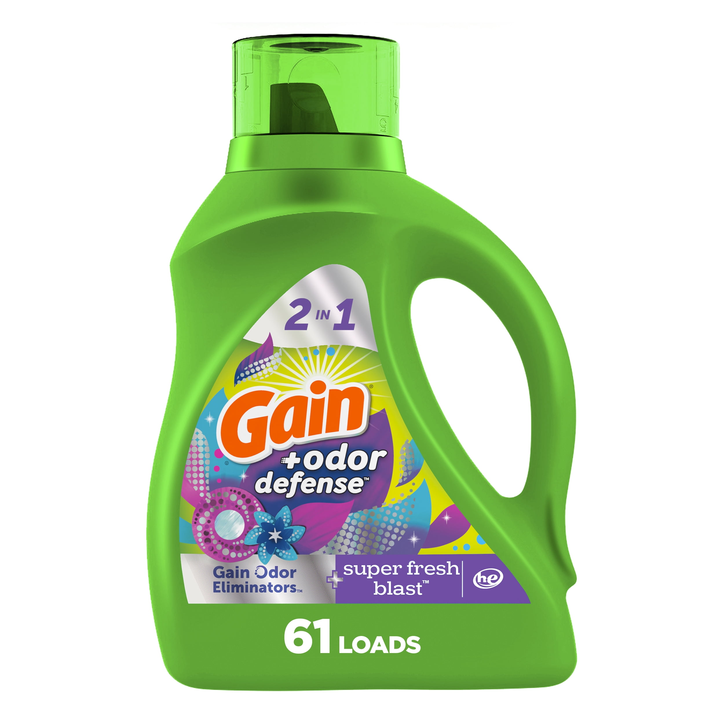 Gain +Odor Defense Liquid Laundry Detergent, Super Fresh Blast Scent ...