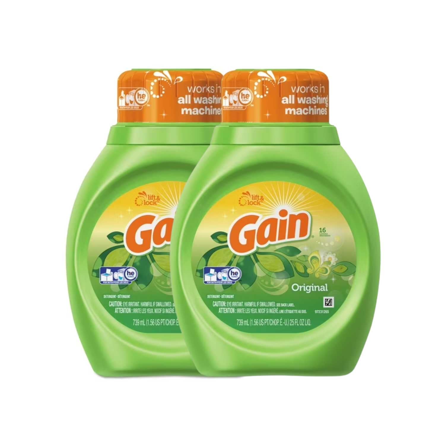 Gain Original Liquid Laundry Detergent, 50 fl oz, 2 Pack Bottles ...
