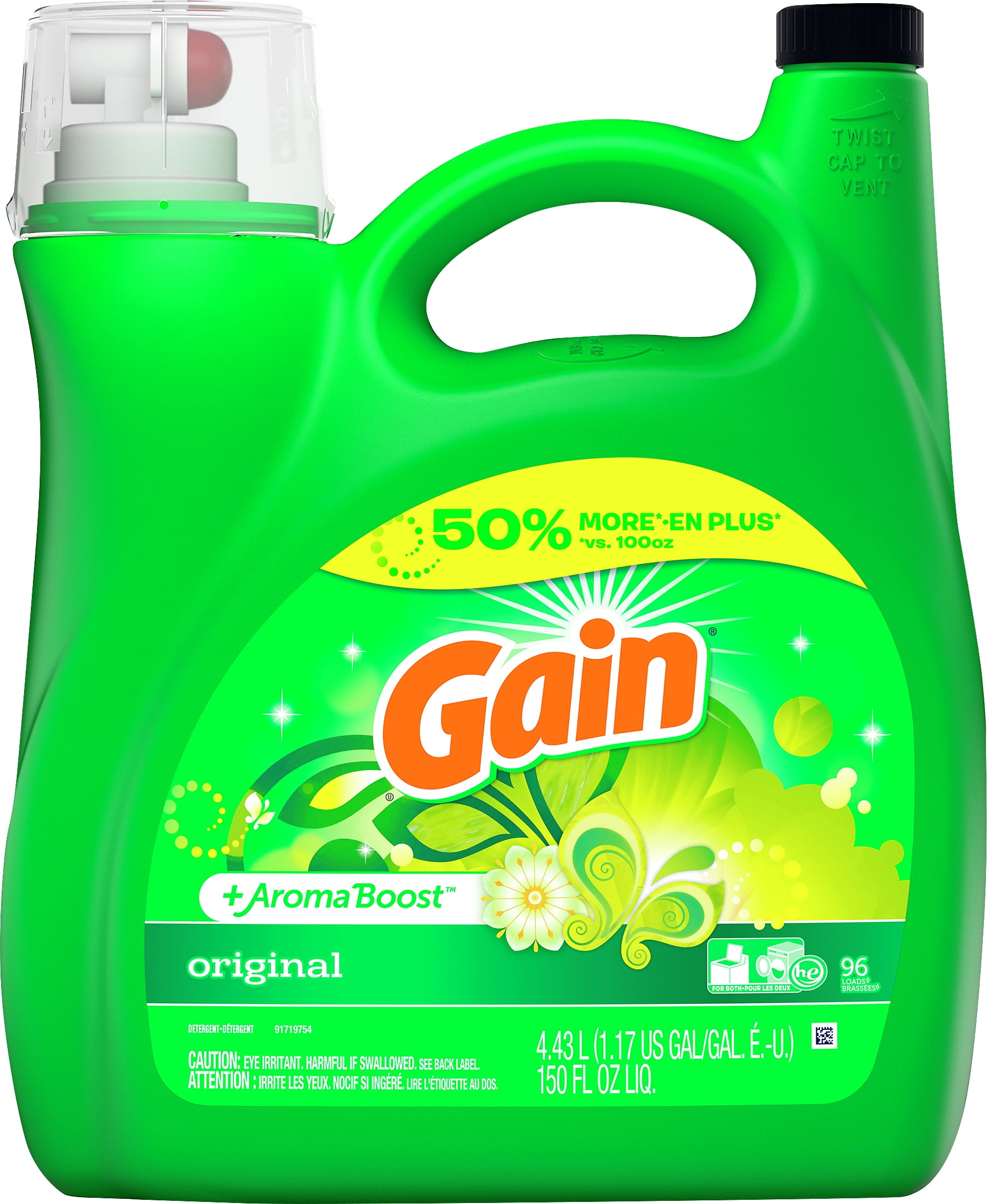 Gain Original 96 Loads, Liquid Laundry Detergent, 150 Fl Oz - Walmart.com