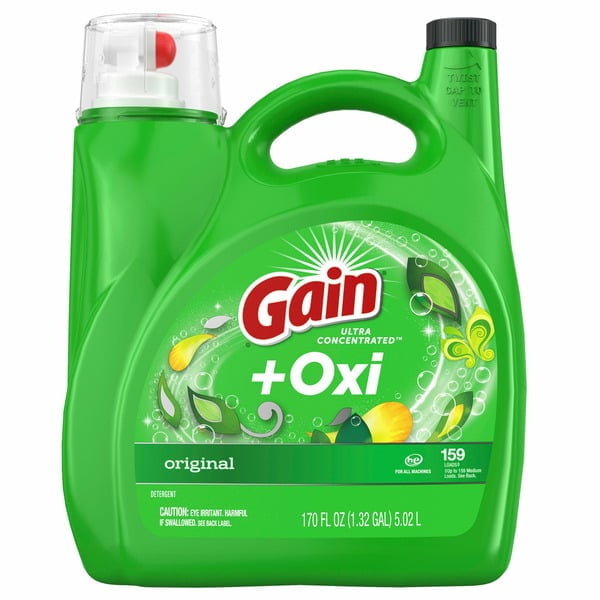Gain +Oxi Liquid Laundry Detergent, Original, 159 Loads, 170 fl oz ...