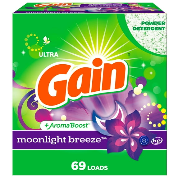 Gain Powder Laundry Detergent, 82 oz, Moonlight Breeze Scent, for 69 ...