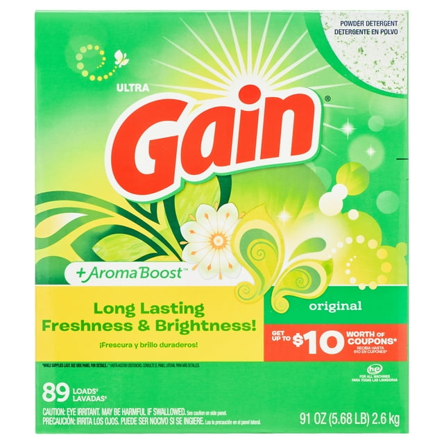 Gain Powder Laundry Detergent, Original Scent, 91 oz, 89 Loads ...