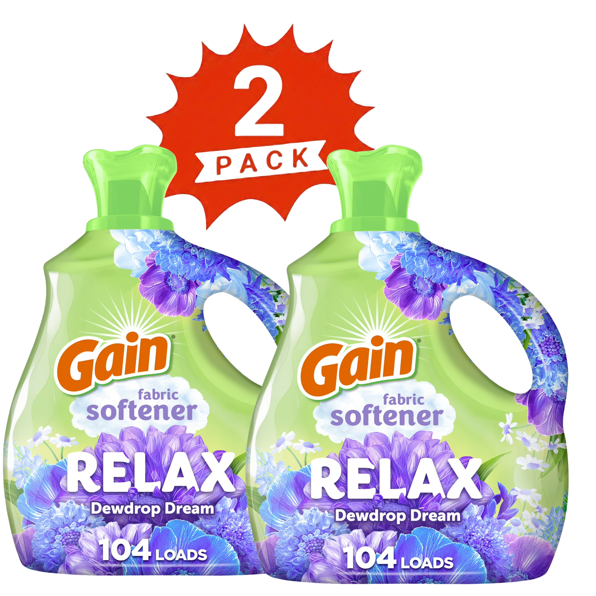 Gain Relax Liquid Fabric Softener + Conditioner, Dewdrop Dream Scent ...