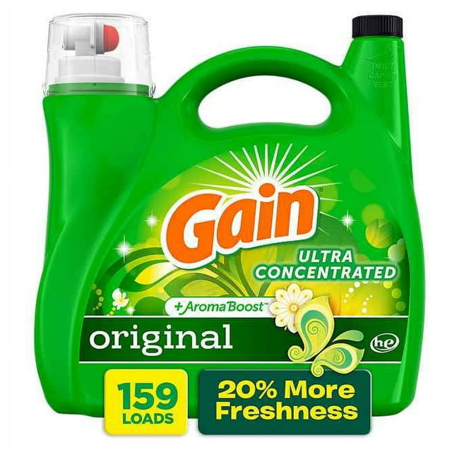 Gain Ultra Concentrated Laundry Detergent, Original Scent, Aroma Boost ...