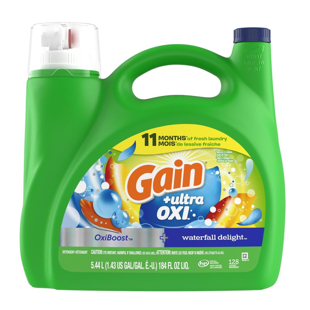 Gain Liquid Laundry Detergent, 2-In-1, Waterfall Delight Scent, 128 ...