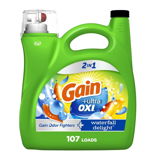 Gain Ultra Oxi 2-in-1 HE Compatible Laundry Soap, 154 fl oz, 107 Loads ...