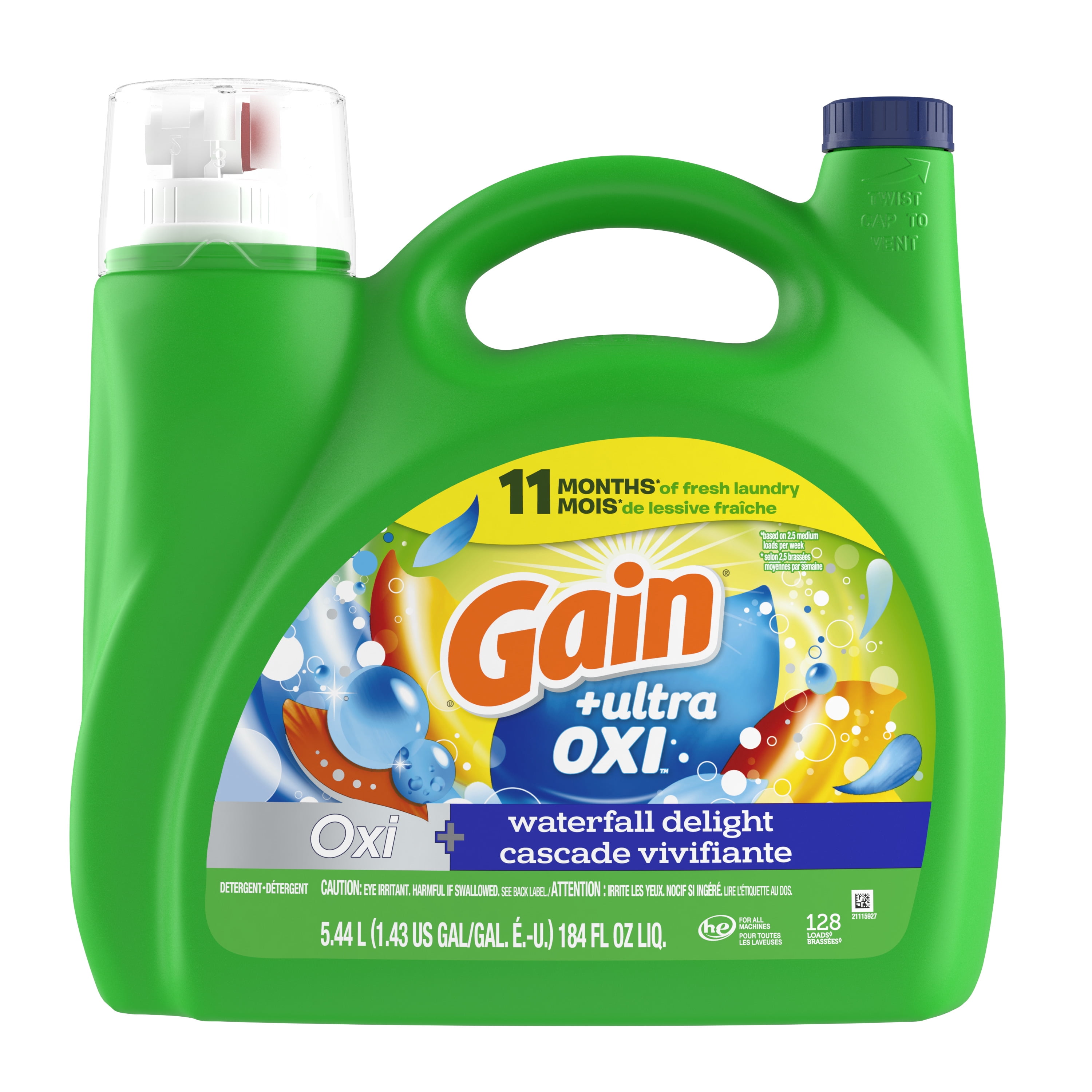 Gain Ultra Oxi Liquid Laundry Detergent, Waterfall Delight Scent, 184 ...