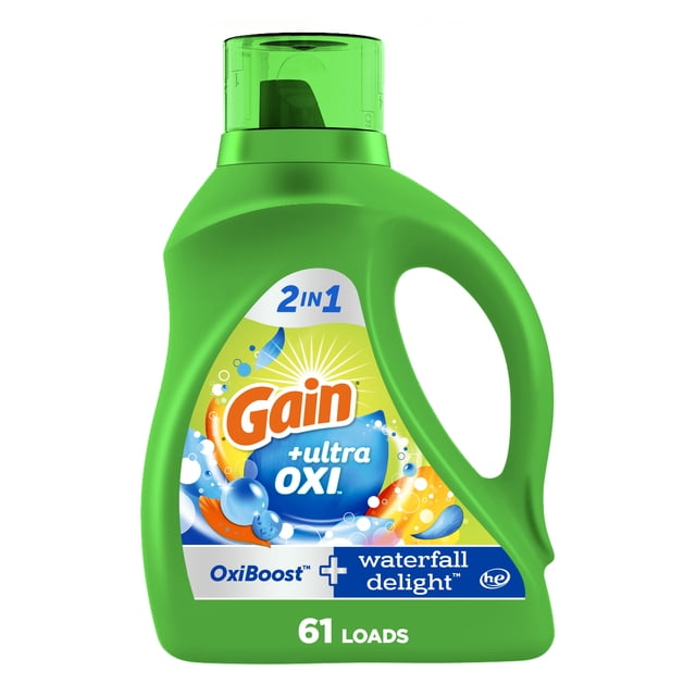 Gain Ultra Oxi Liquid Laundry Detergent, Waterfall Delight Scent, 88 fl ...