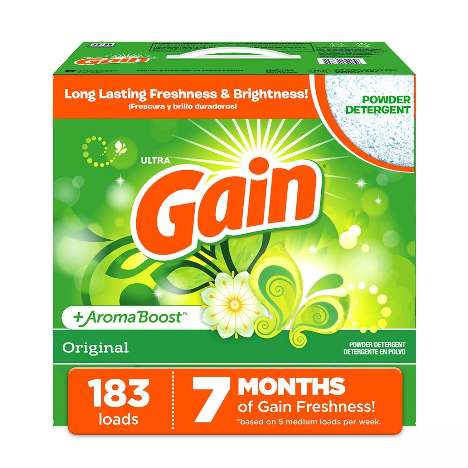 Gain Ultra Powder Laundry Detergent, Original, 183 Loads, 169 Ounces ...