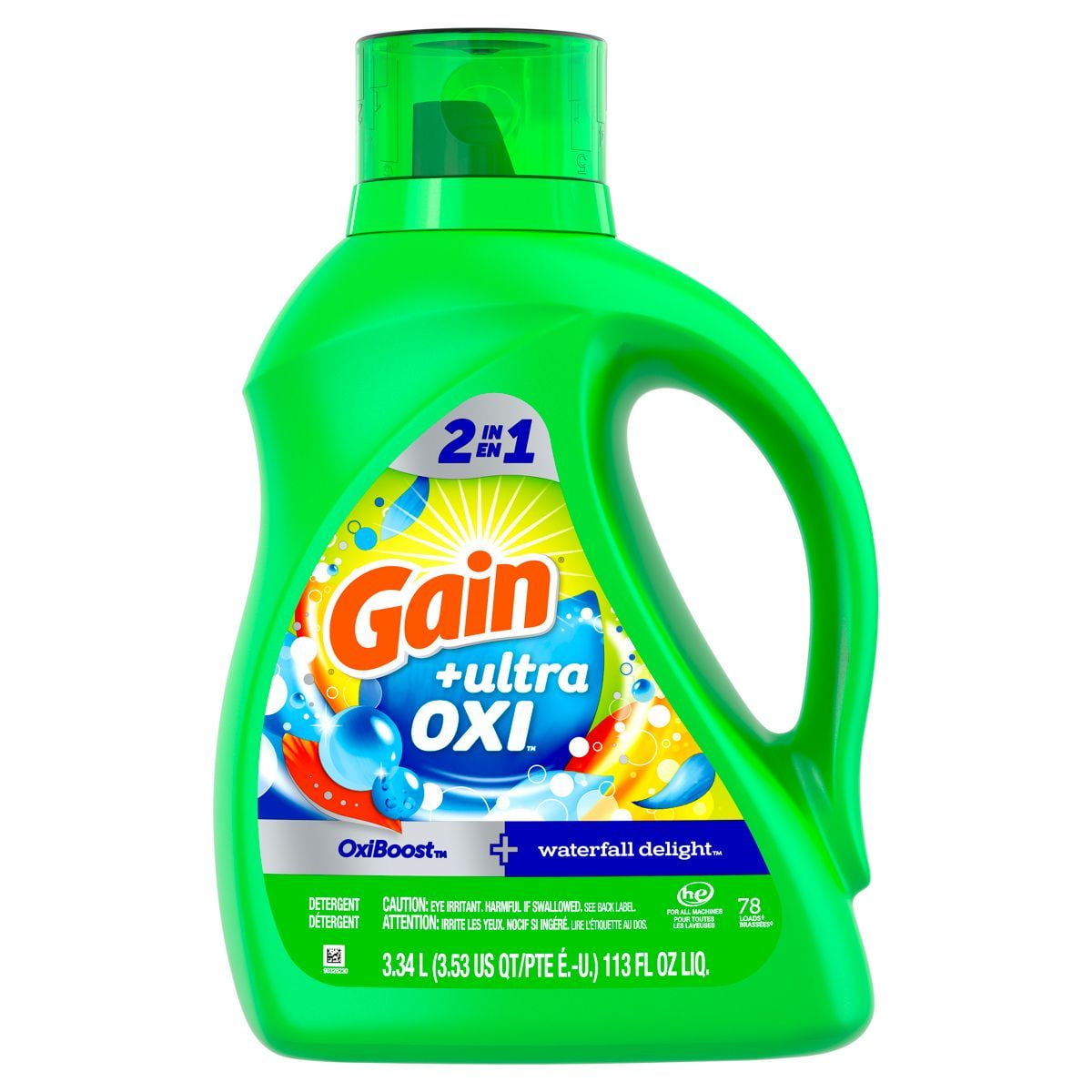 Gain Waterfall Ultra Oxi HE Compatible Liquid Laundry Detergent Soap ...