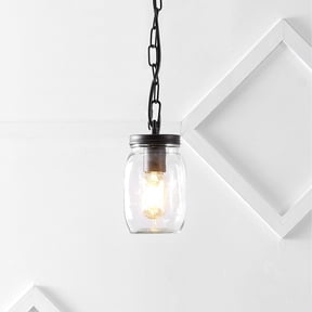 JONATHAN Y Goldwater 7.5" Adjustable Drop Metal/Glass LED Pendant ...
