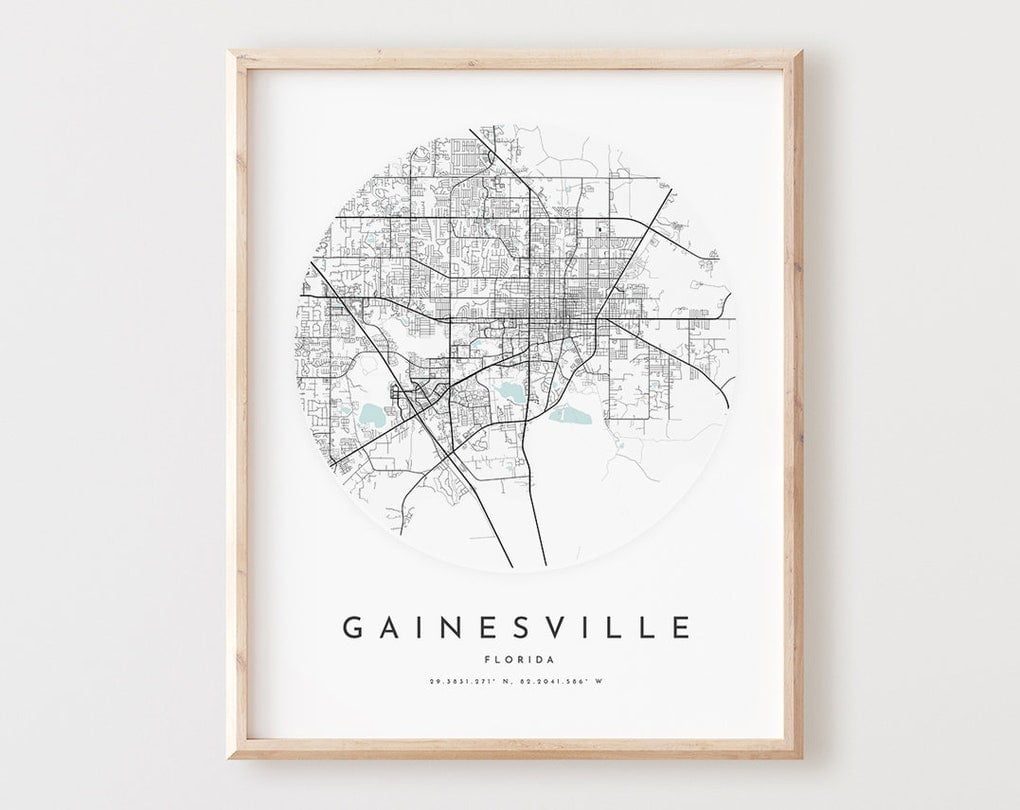 Gainesville Map Print, Gainesville Map Poster City Wall Art, Fl Road ...