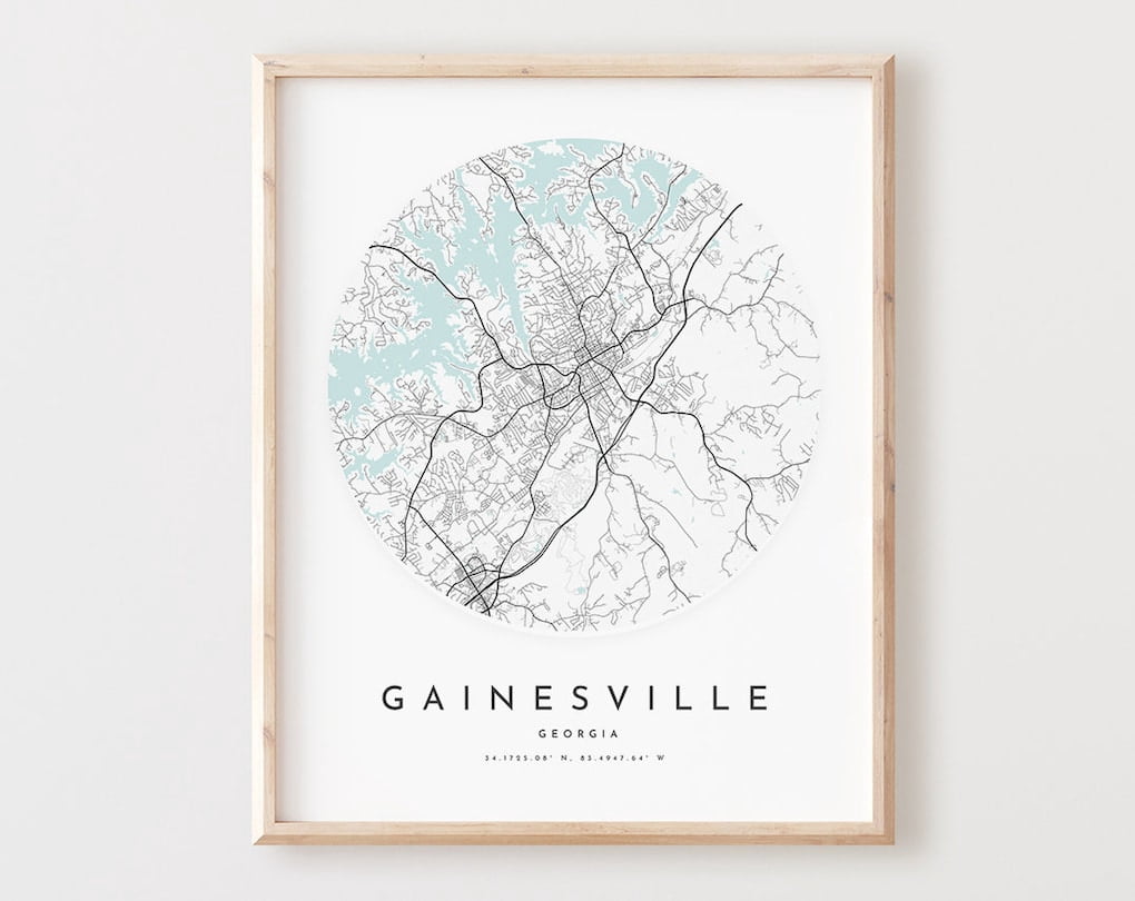 Gainesville Map Print, Gainesville Map Poster City Wall Art, Ga Road ...