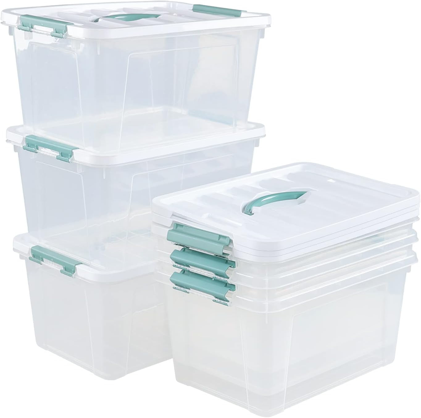 Gainhope 6 Packs 14 L Plastic Stackable Storage Bin Container Box with ...