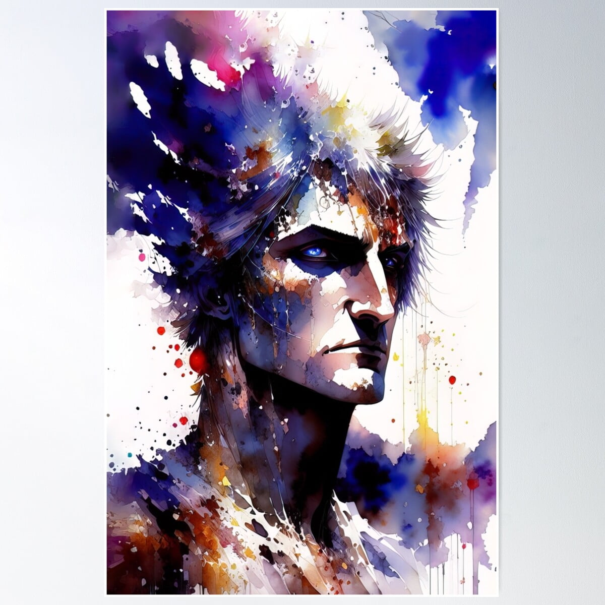 Gaius Julius Caesar Portrait In Watercolor Poster Wall Art, Modern Wall ...