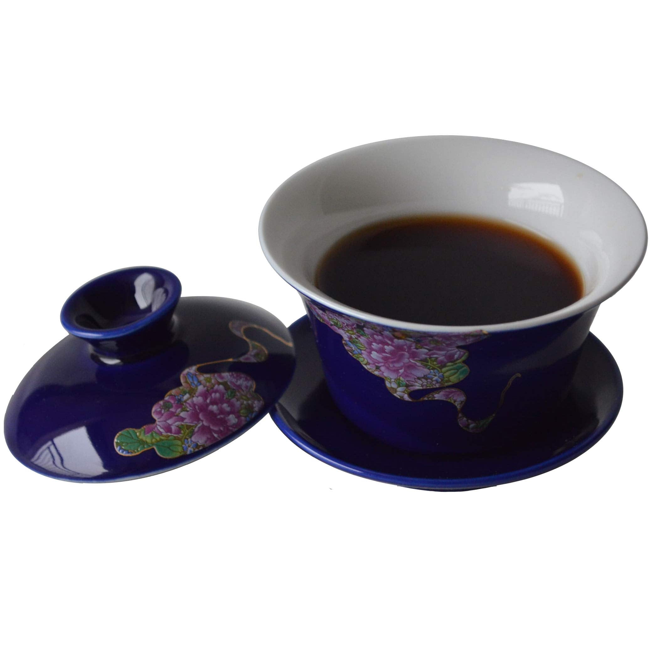 Gaiwan 5oz/150ml Blue White Porcelain Chinese Sancai Teacups Peony ...