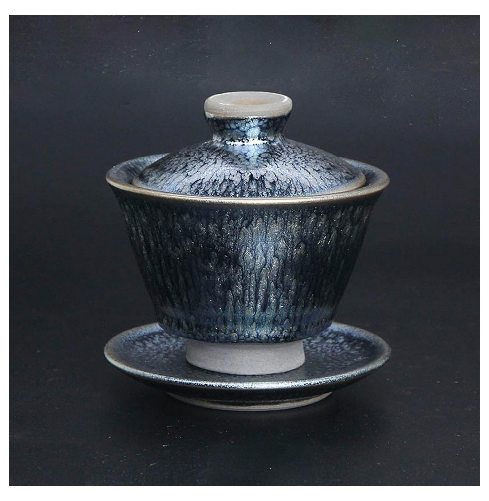 Gaiwan Teaset, Tenmoku Flower Glaze Tea Pot -170ml/5.75oz, Chinese Jianzhan Teacups Porcelain ...