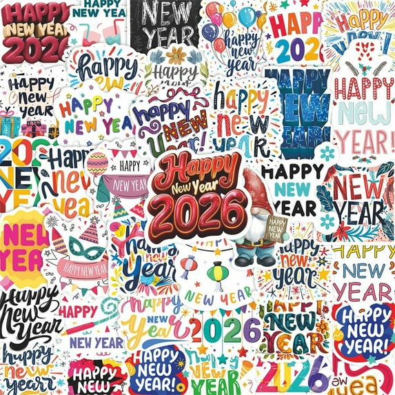 Gaiwos 100 PCS Happy New Year Stickers 2026, Vinyl Waterproof Sticker ...
