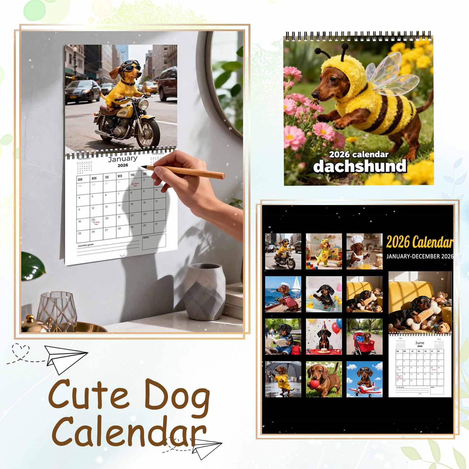 Gaiwos 2026 Dachshund Wall Calendar 11 inches, 12-Month Sausage Dog ...