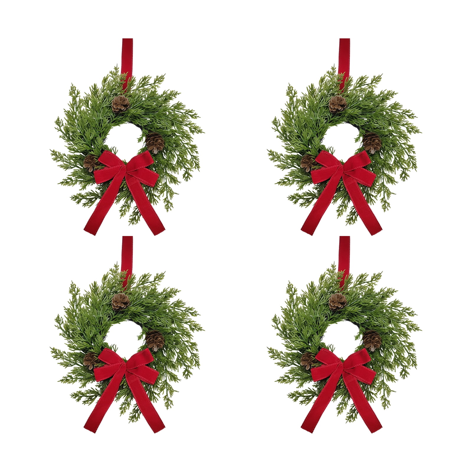 Gaiwos 4 PCS Christmas Norfolk Wreaths 12 inches, Mini Wreaths for ...