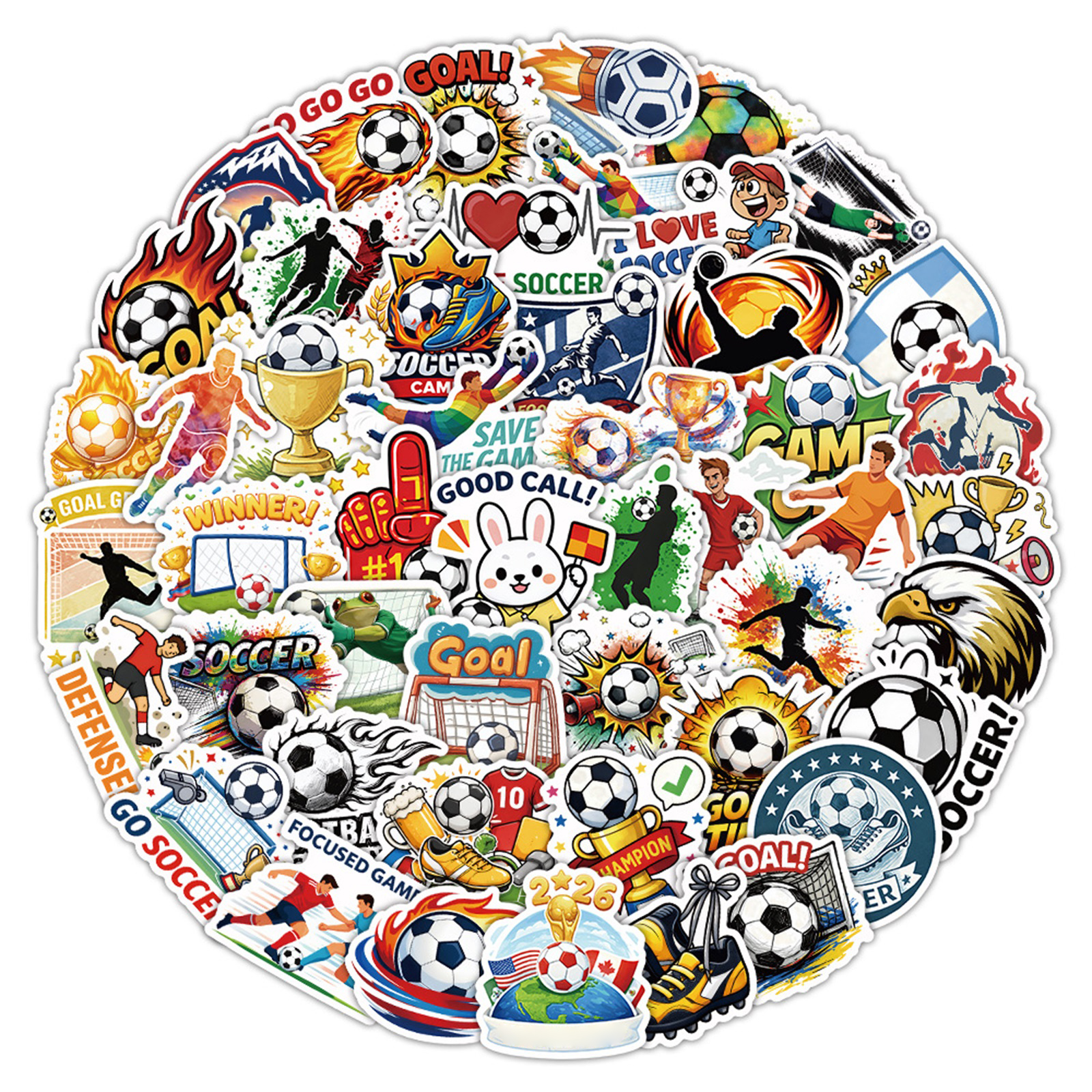 Gaiwos 50 Pieces Soccer Stickers, Football Vinyl Stickers for Water ...