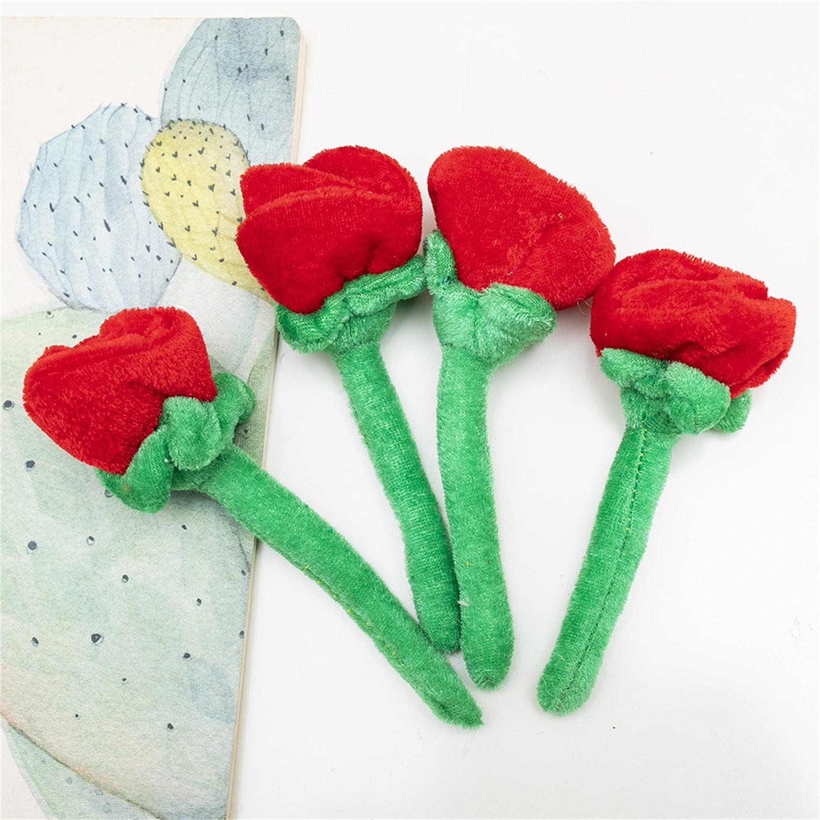 Gaiwos Artifical Rose Flower Plush Bendable Stems 4.7 inches, Valentine ...