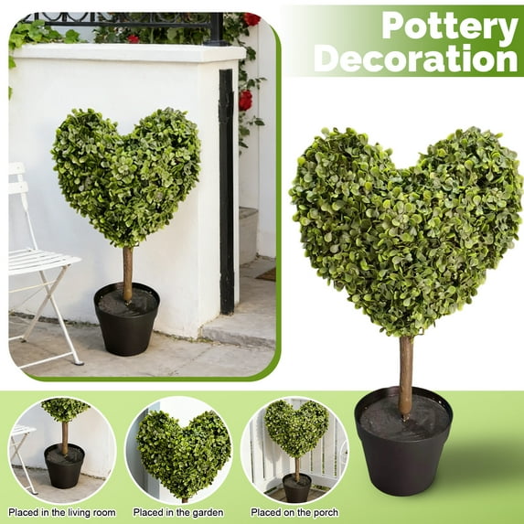 Gaiwos Artificial Heart Boxwood Topiary Tree 23.6 inches, Valentine's ...