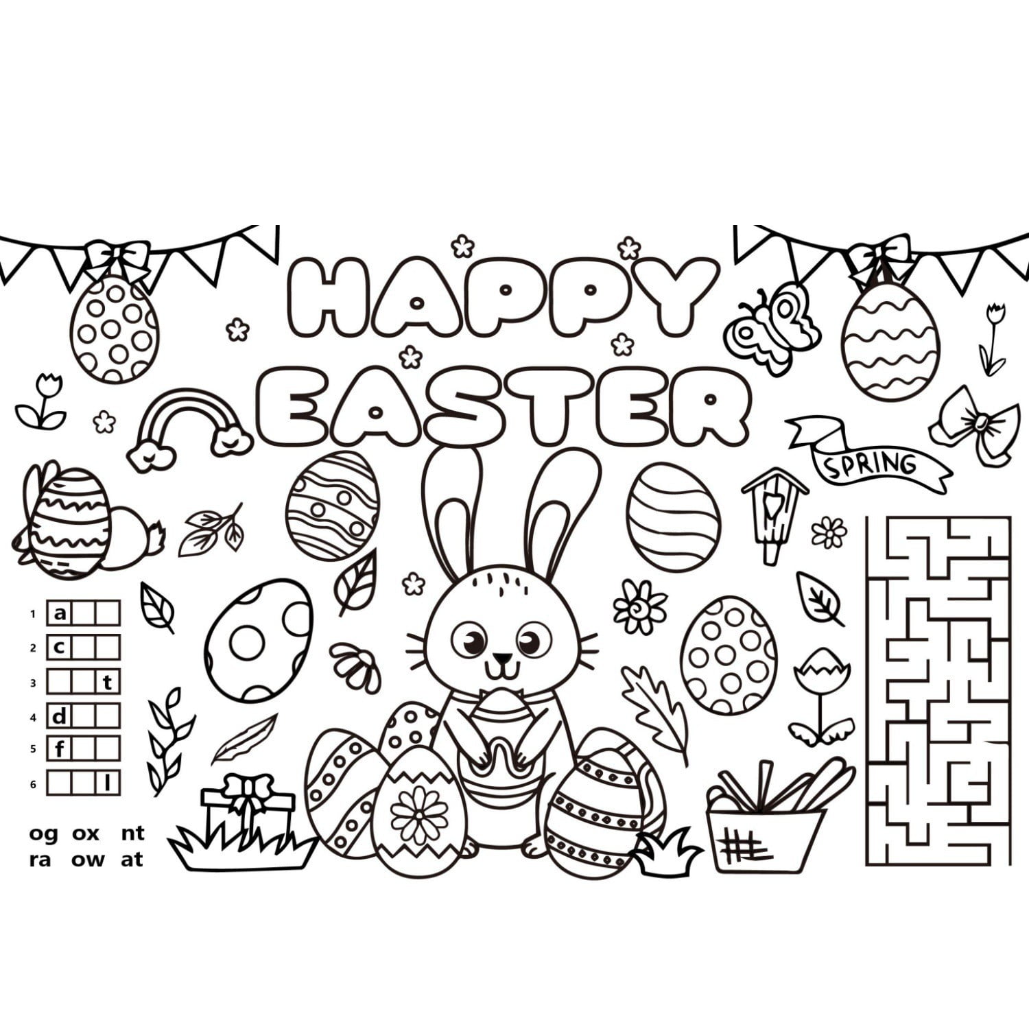 Gaiwos Easter Coloring Placemats 6 Pcs, Disposable Paper Mats for Kids ...