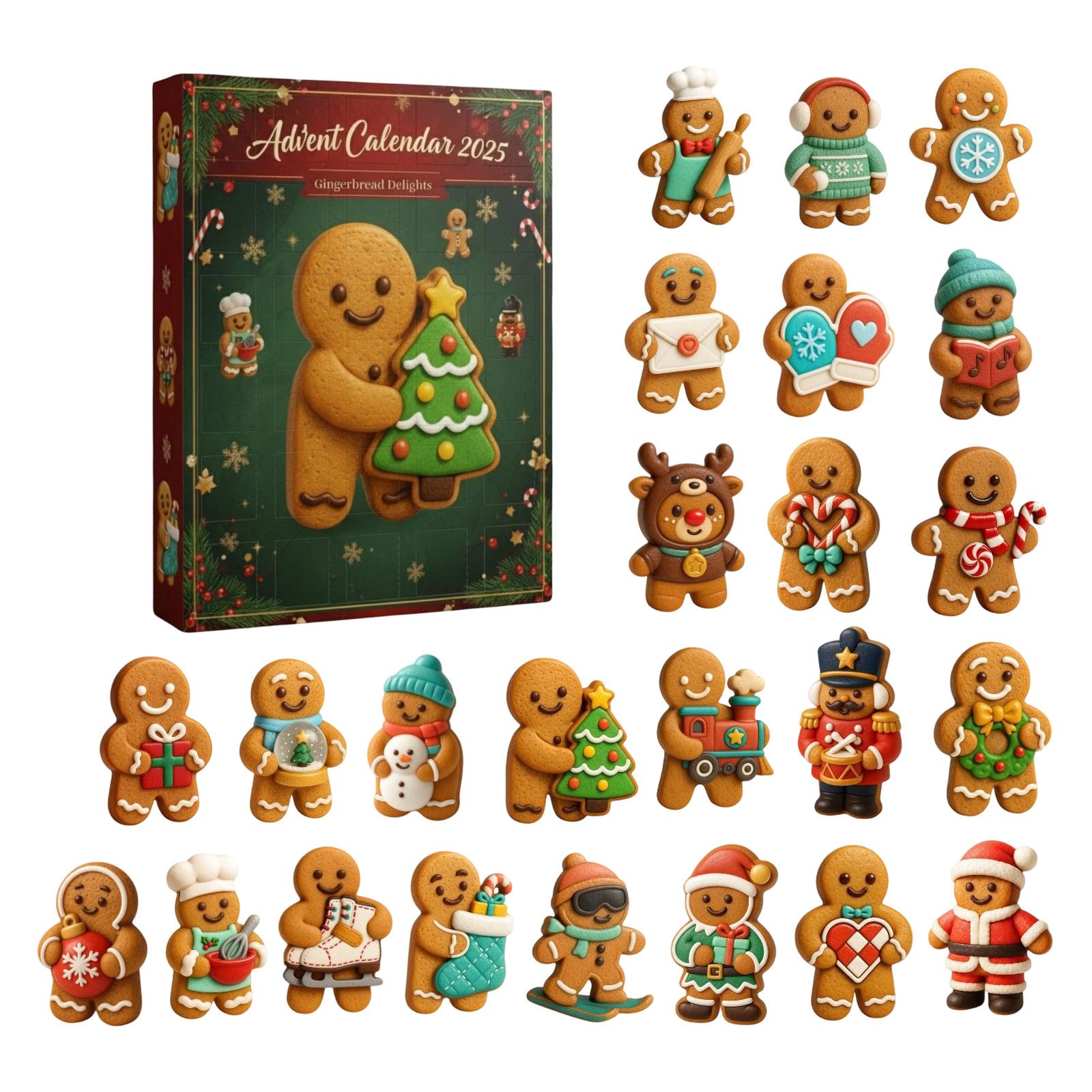 Gaiwos Gingerbread Man Advent Calendars 2025, 24 Days Cute Gingerbread ...