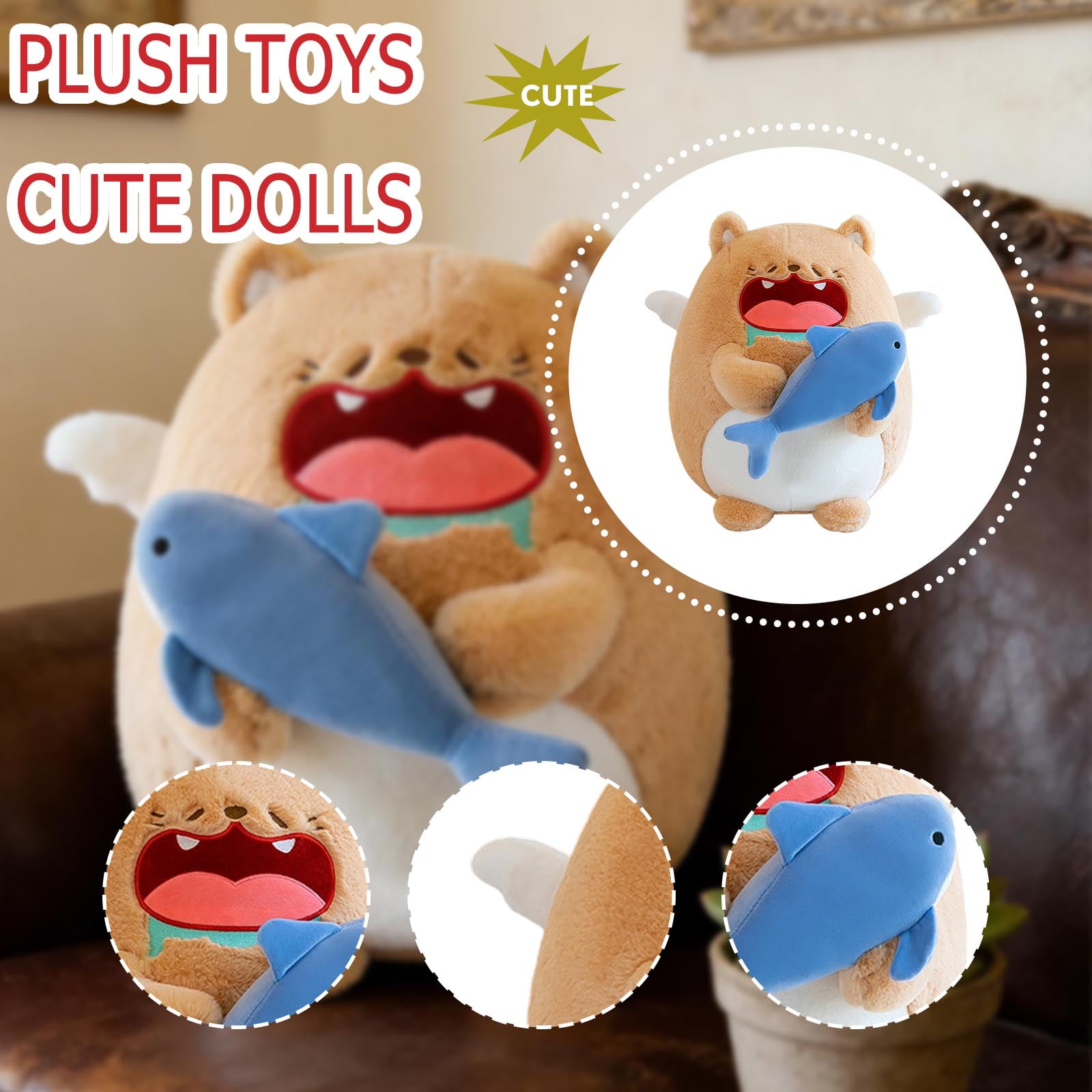 Gaiwos Greedy Cat Stuffed Animal 11.8 inches, Adorable Plush Toy with ...