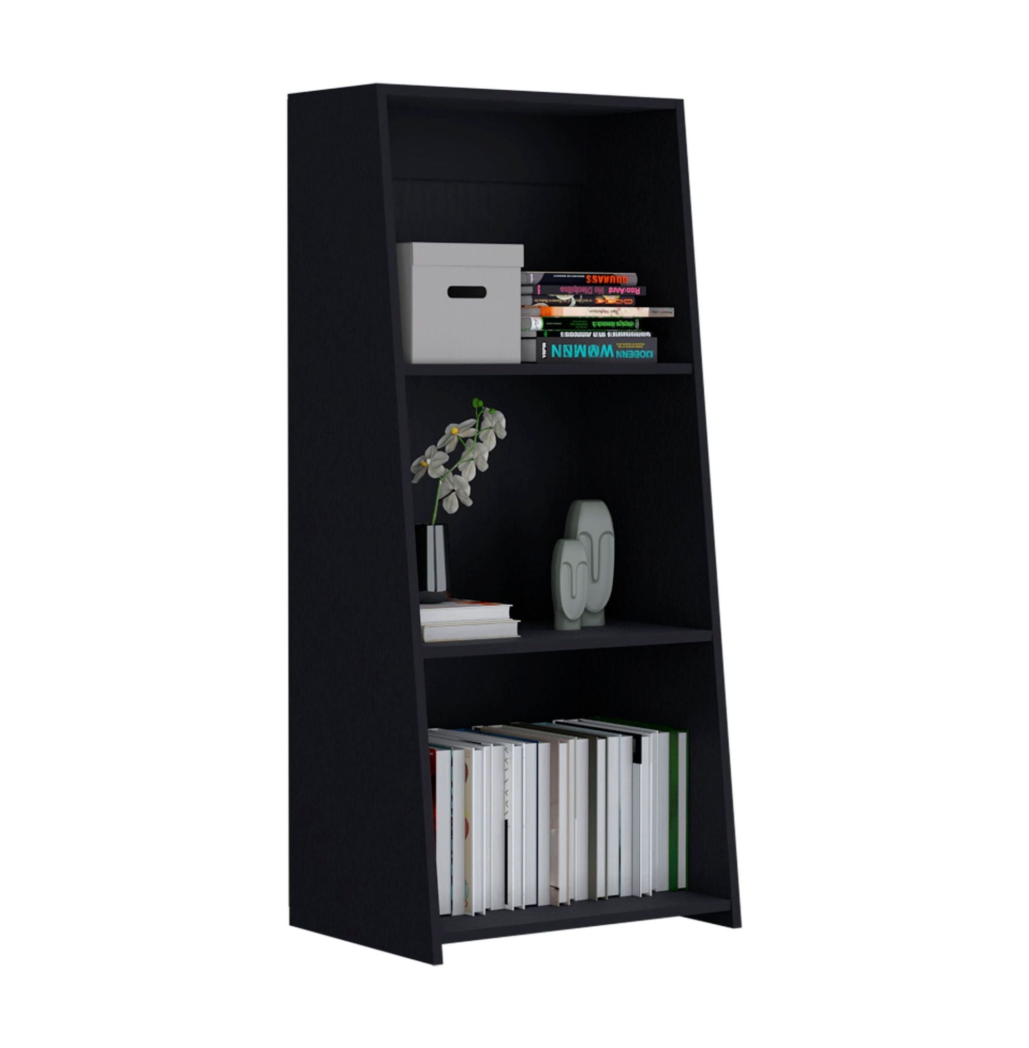 Gakona Bookcase 3 Shelves - Compact Wood Bookcase for Living Room ...
