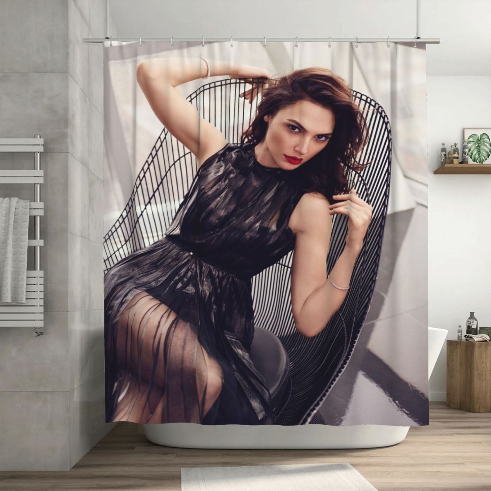 Gal Gadot Shower Curtain Funny Washable Waterproof Fabric Cartoon Shower Curtains Bathroom Decor ...