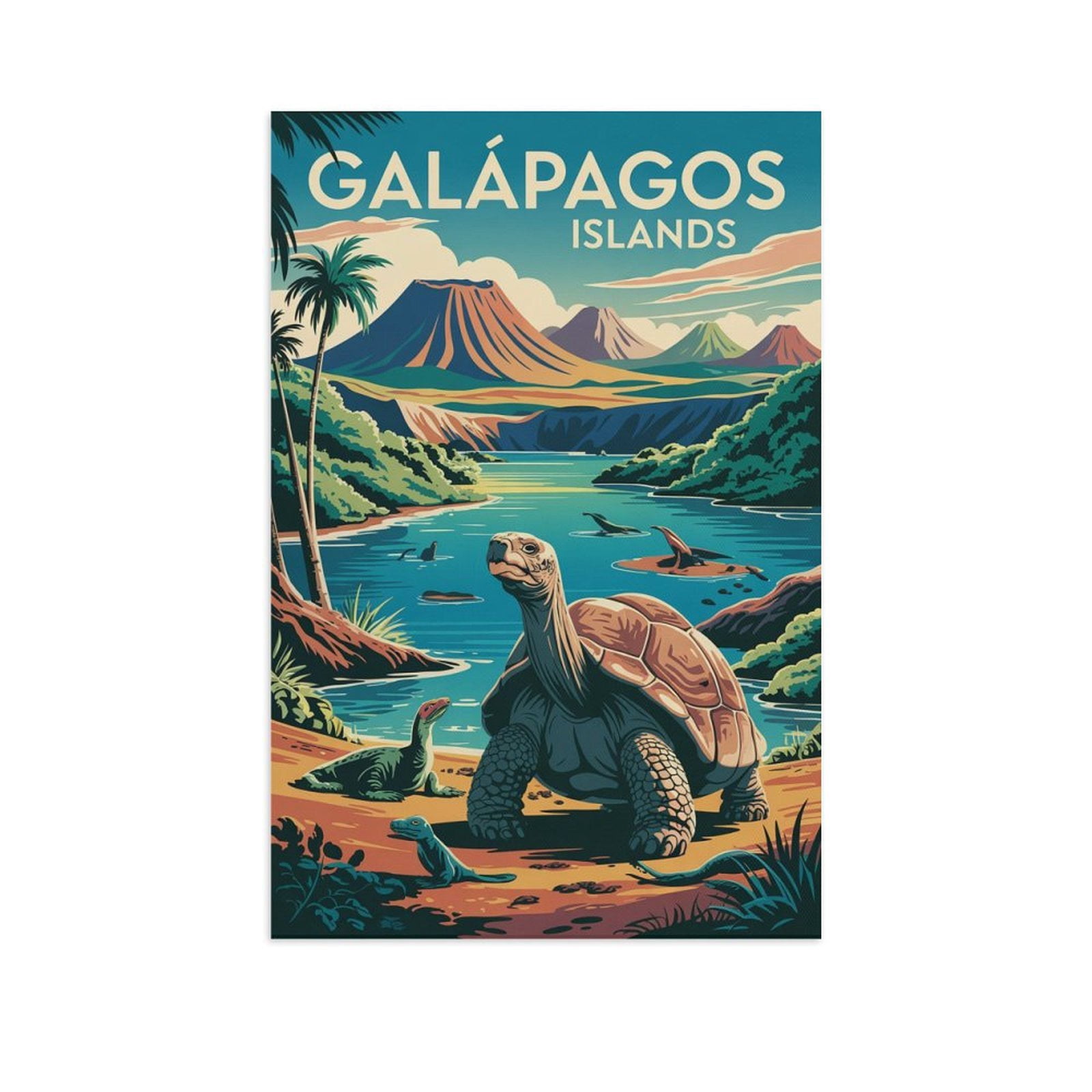 Galápagos Islands Retro Travel Poster Vintage Ecuador Tourism with ...