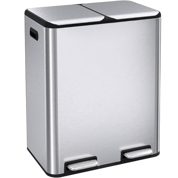 Gal x L) Dual Trash Can Stainless Kitchen Garbage Bin Recycle Dustbin ...