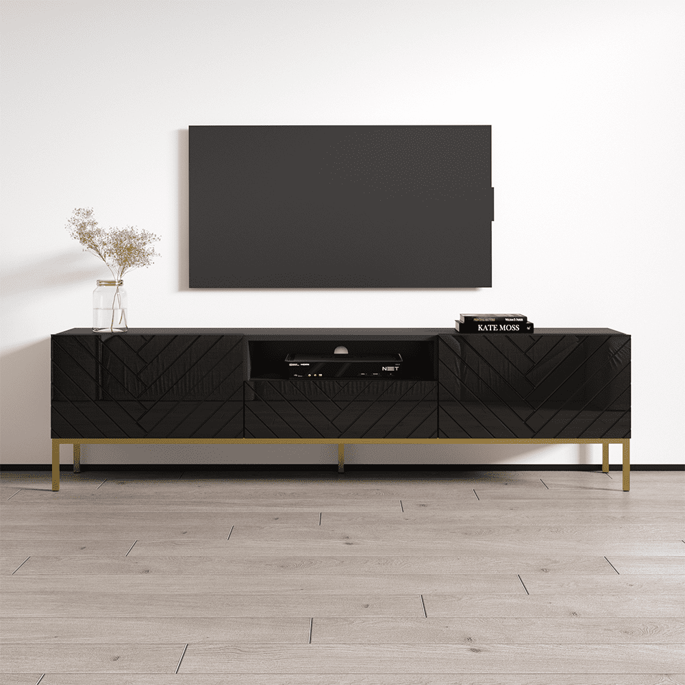 Gala 01 TV Stand for TVs up to 85", Mid-Century Modern High Gloss 75 ...