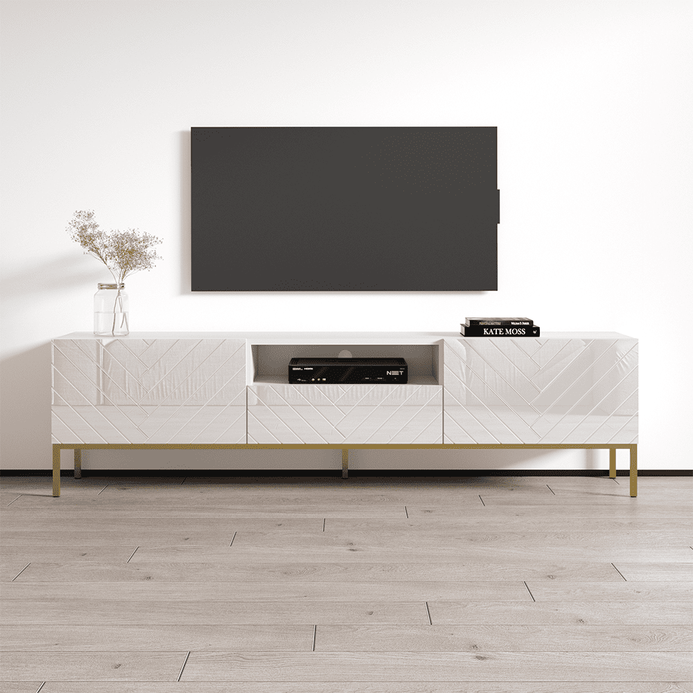 Gala 01 TV Stand for TVs up to 85", Mid-Century Modern High Gloss 75 ...